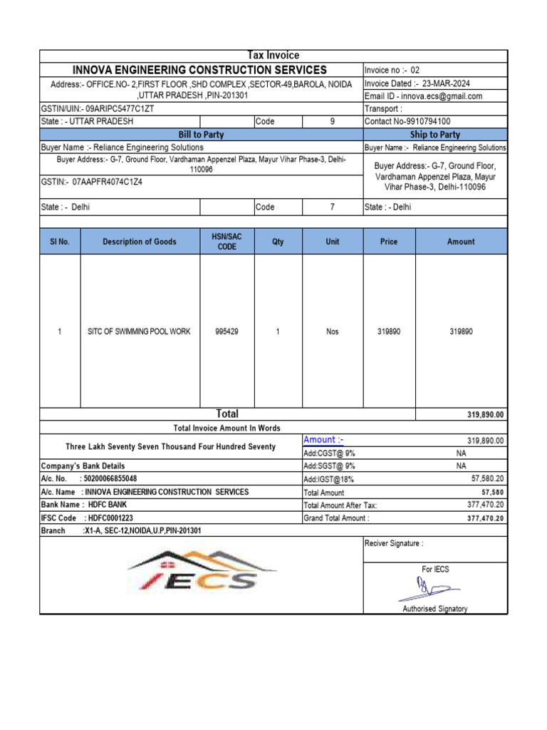 Invoice 02-ITC Mugal | PDF | Government Finances | Taxation