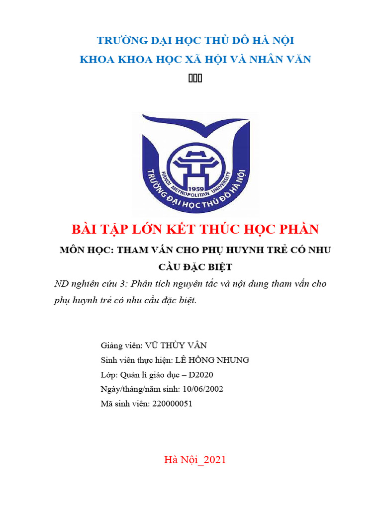 KTHP THAM VẤN CHO PHTNCDB | PDF