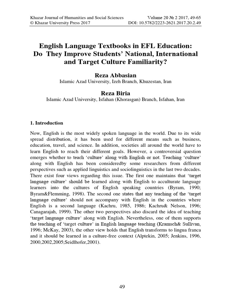 English Language Textbooks in EFL Educat | PDF | English As A Second Or ...