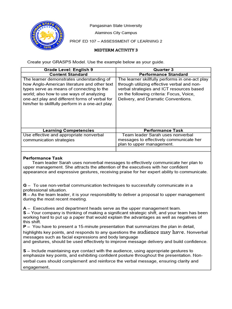Prof Ed 107 - Midterm Activity 3 | PDF | Nonverbal Communication | Communication