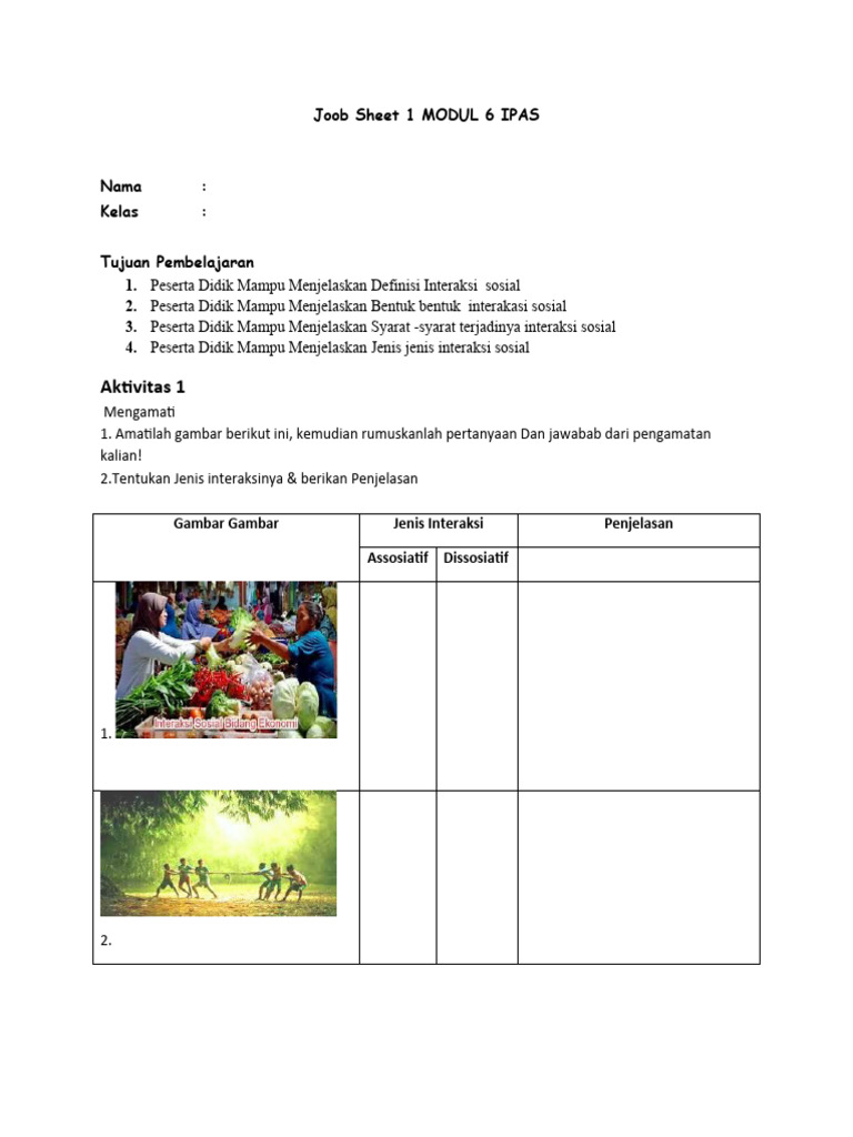 Joob Sheet 1 IPAS 18-4-2024 | PDF | Game & Aktivitas | Sains & Matematika