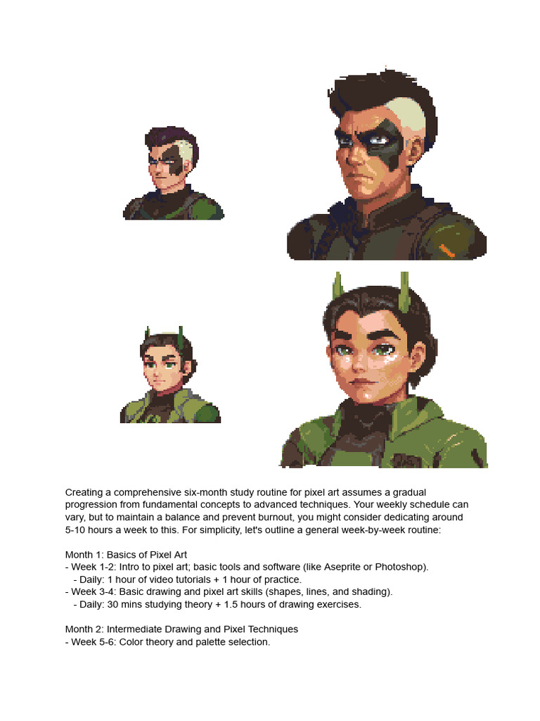 01 - 6 Months Pixel Art Routine by Week and Day | PDF | Drawing ...