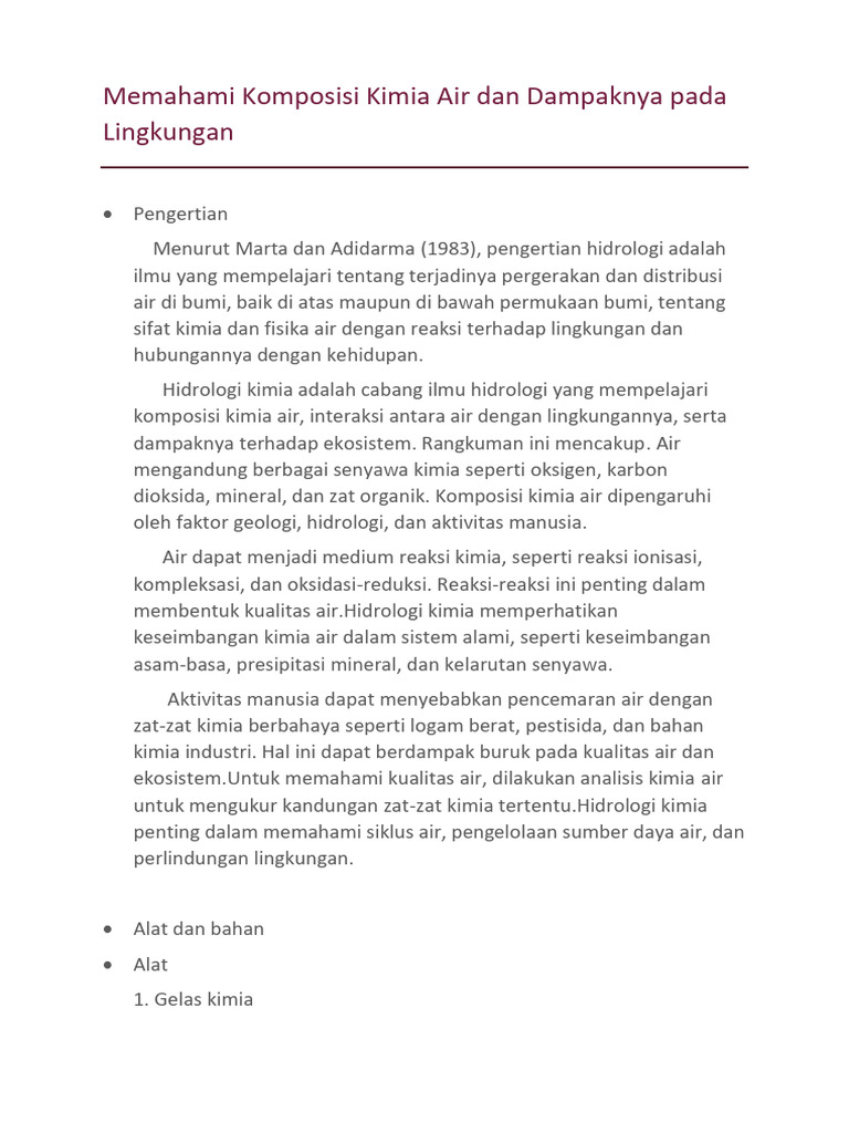 Resume Poster Devita - Hidrologi Kimia | PDF
