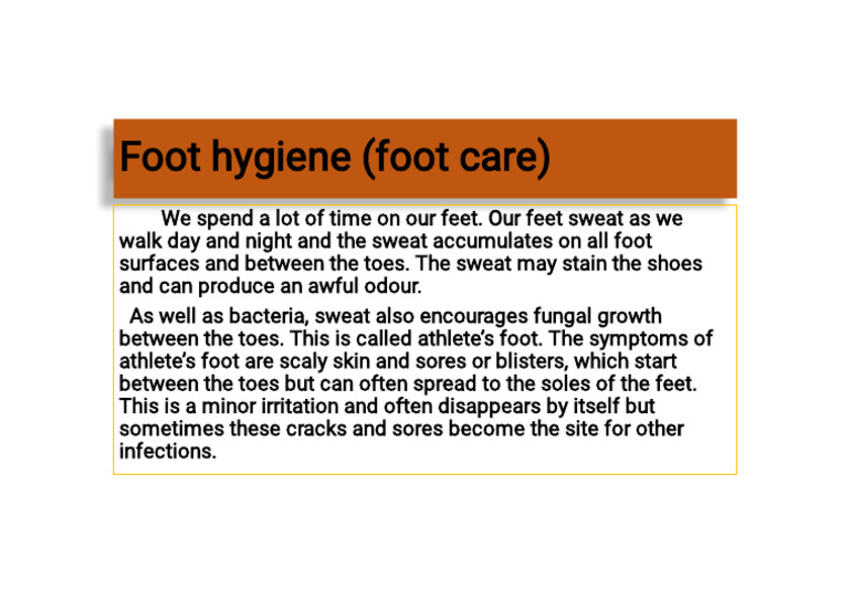 Foot Hygiene and Athlete's Foot Care | PDF | Games & Activities ...