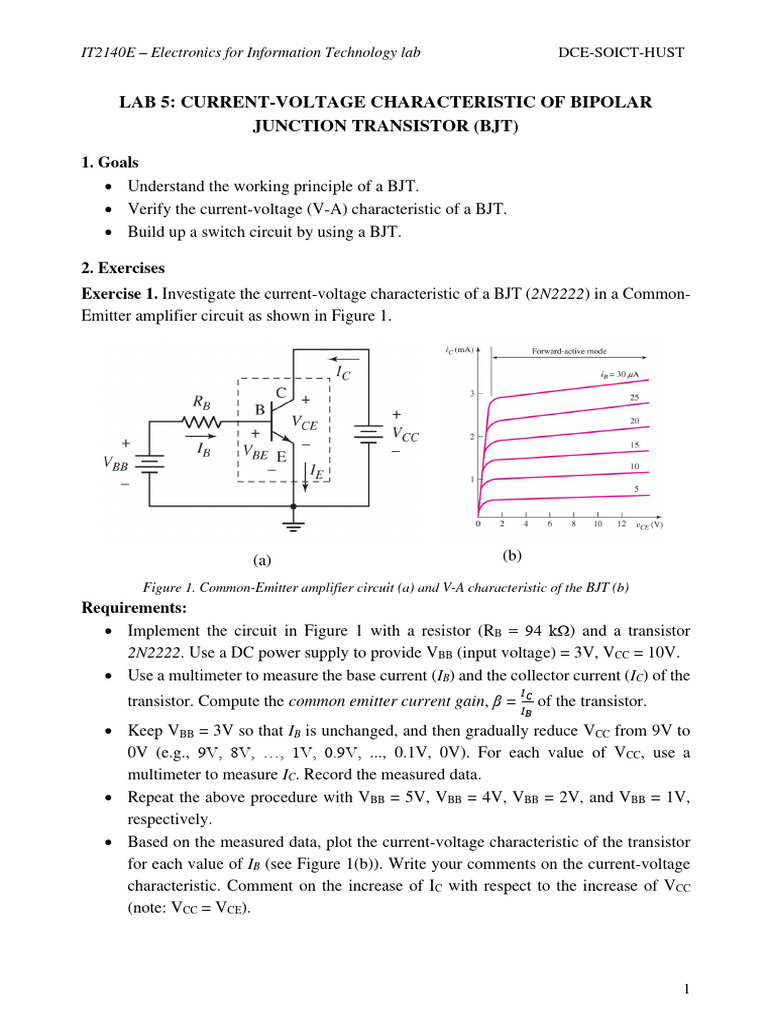 Lab 05 2023 2 Hand-Out | PDF | Bipolar Junction Transistor | Transistor