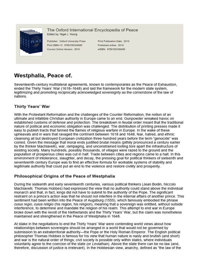 Treaty of Westphalia - IB Global Politics | PDF | Sovereignty ...