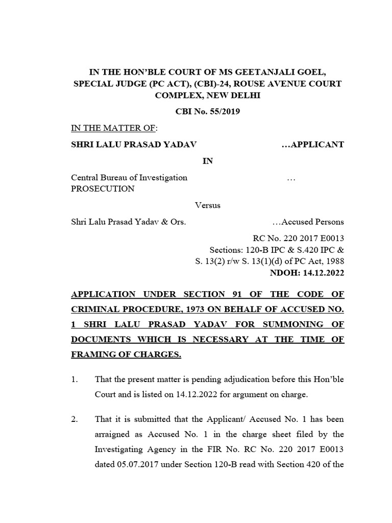 Application For Production of Documents | PDF | Prosecutor | Criminal ...