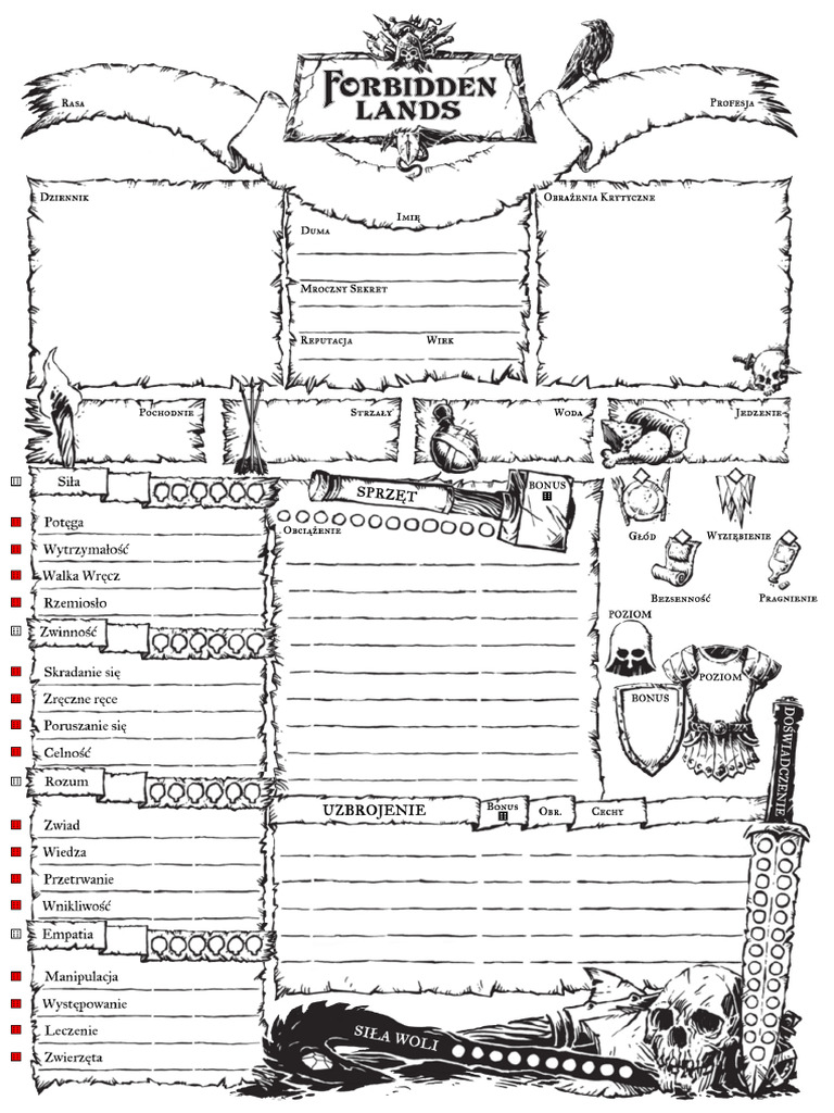 Karta Postaci Forbidden Lands PL | PDF