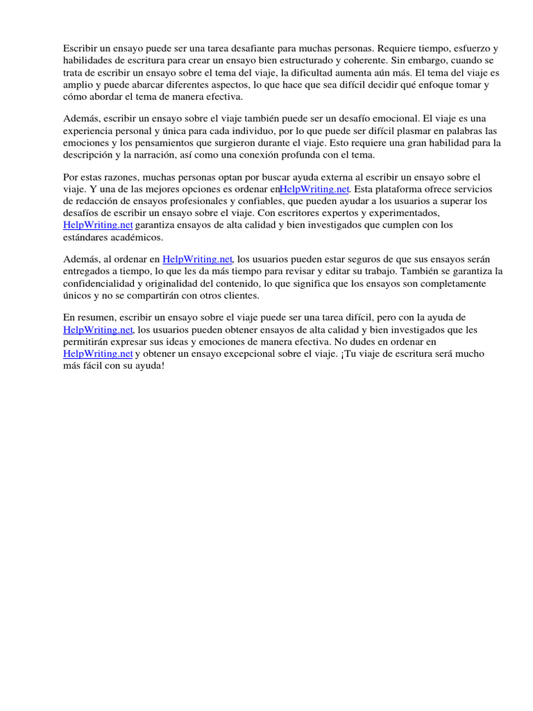 Ensayo Sobre El Viaje | PDF | Ensayos | Las emociones