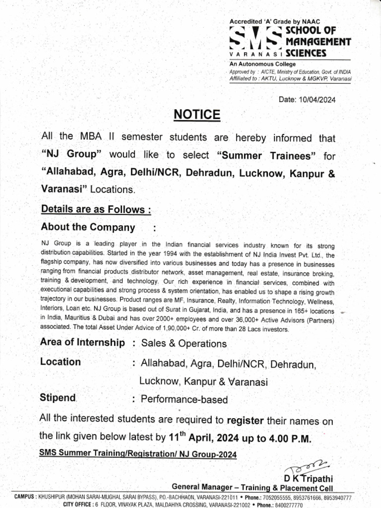 MBA Internship Opportunities 2024 | PDF | Business | Educational Stages