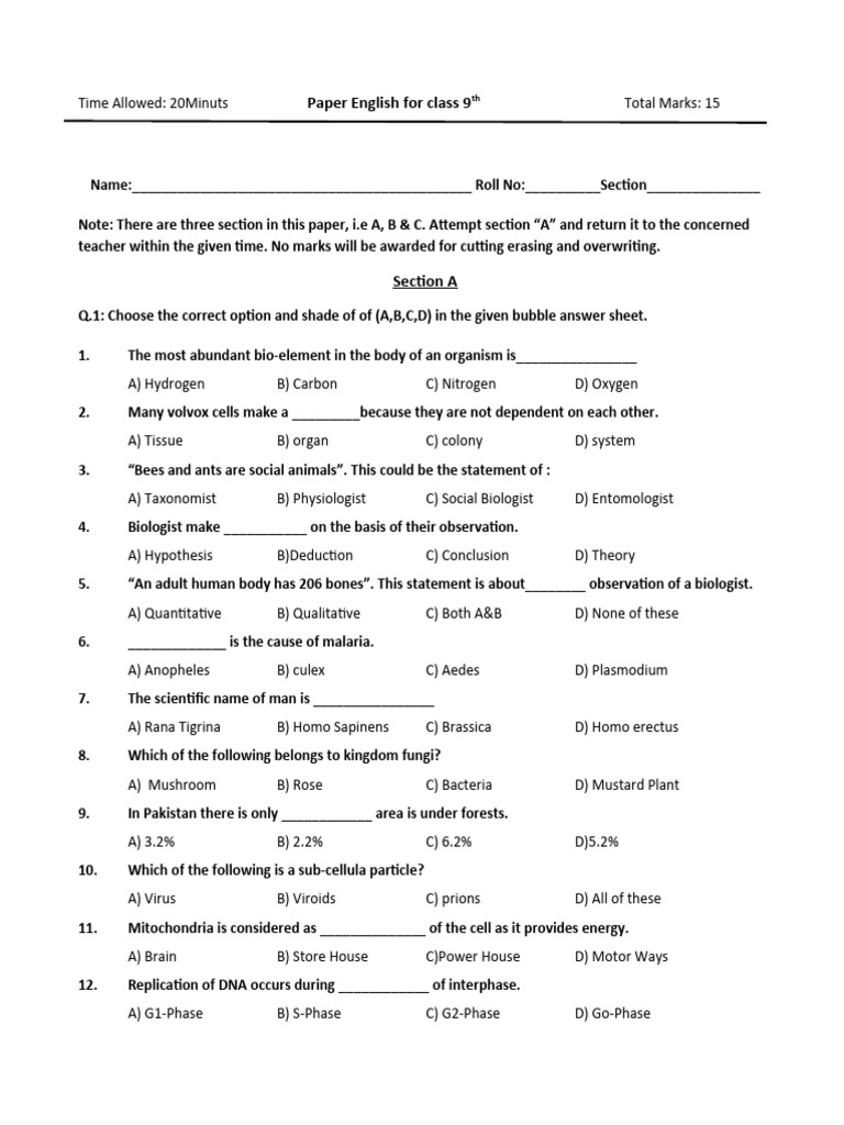9th Bio Pdf Biology Cell Biology