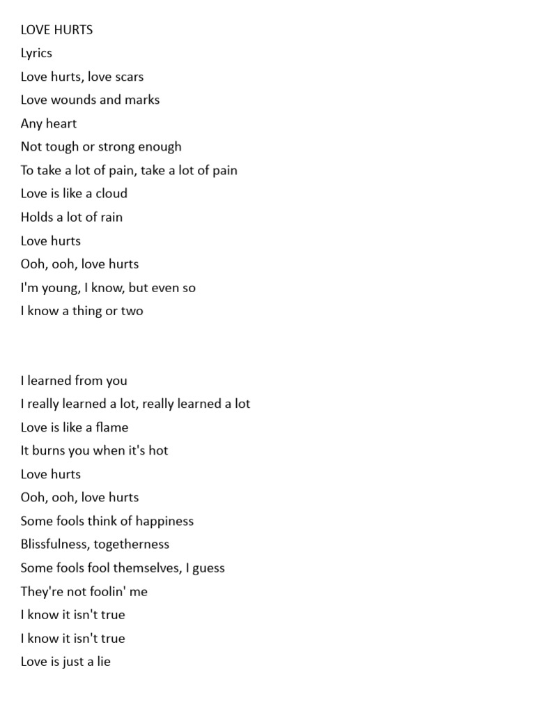Love Hurts Lyrics | PDF