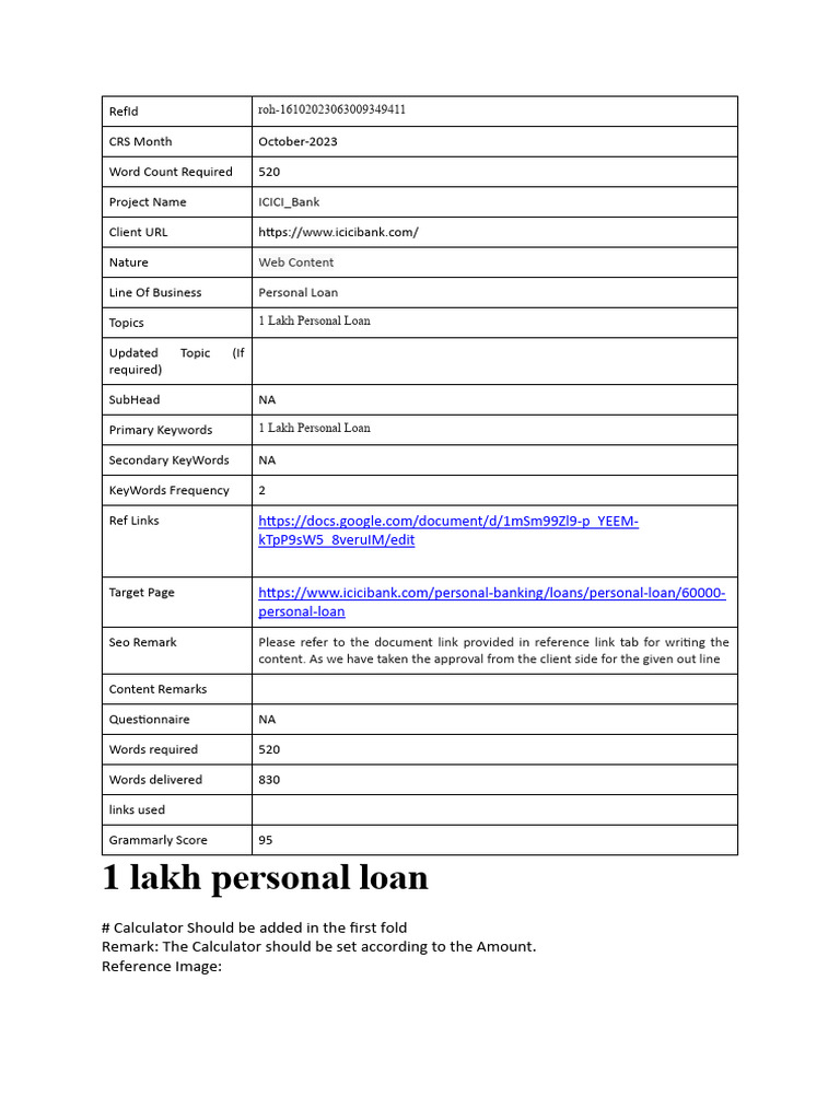 1 Lakh Personal Loan | PDF | Search Engine Optimization | Loans