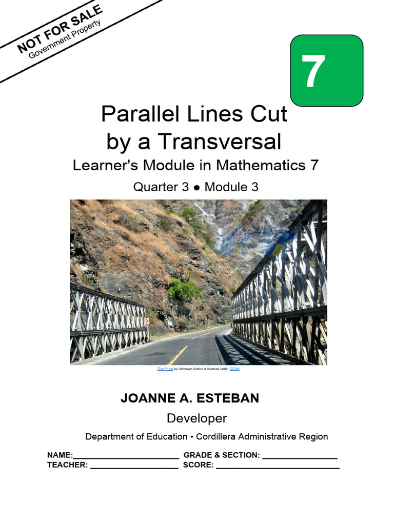 Math7 - Q3Mod3 Parallel Lines Cut by Transversal | PDF | Classical ...