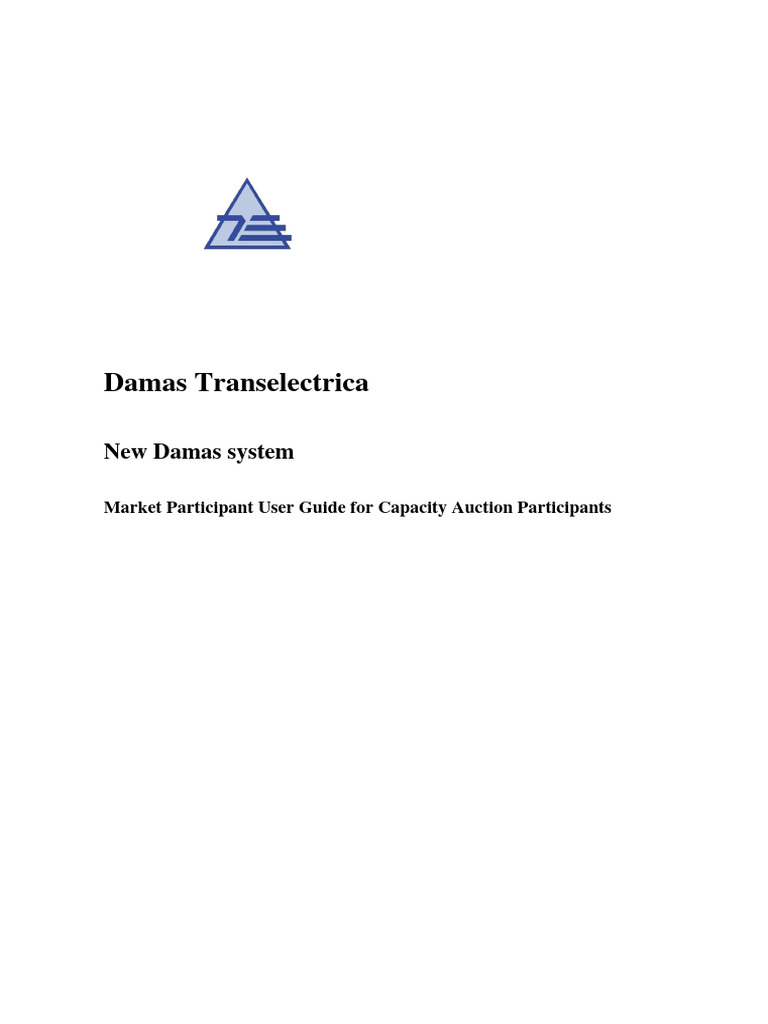Damas Upgrade - Market Participant User Guide For Capacity Auction Participants 0.01 | PDF ...