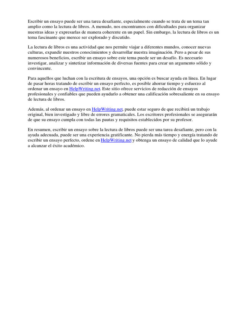 Ensayo de Lectura de Libros | PDF
