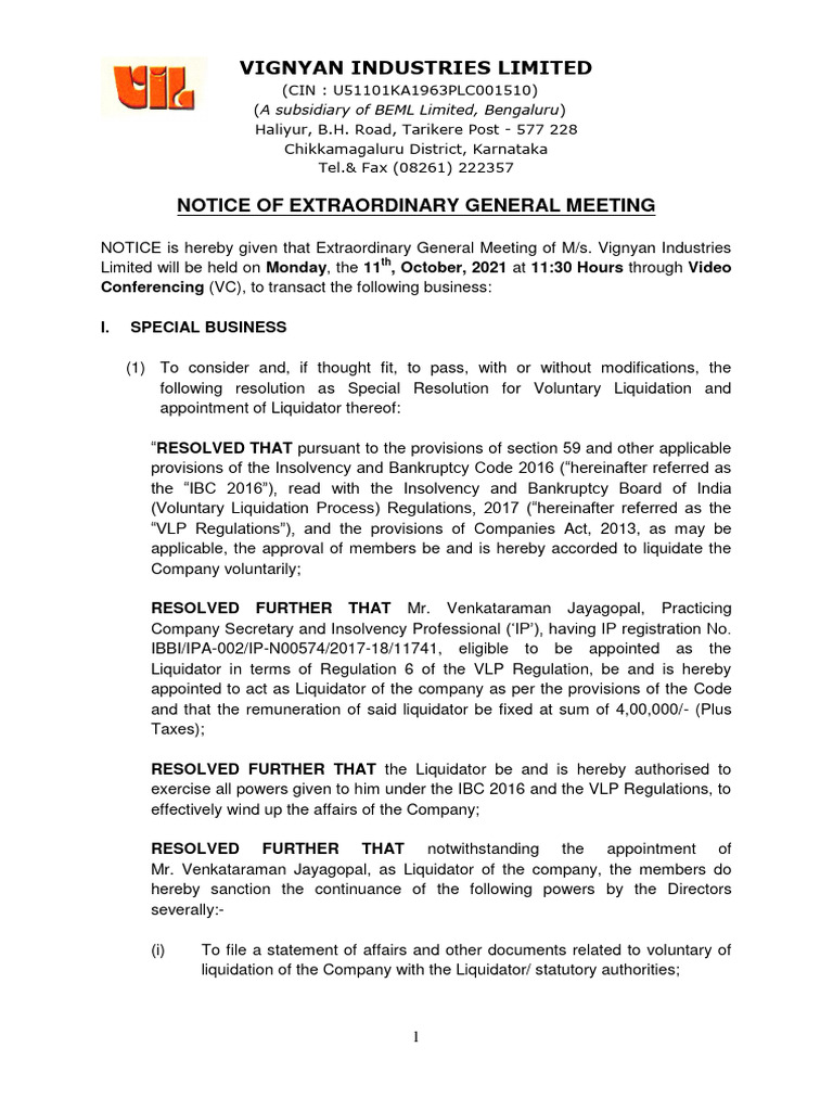 Notice of Voluntary Liquidation | PDF | Liquidation | Bankruptcy