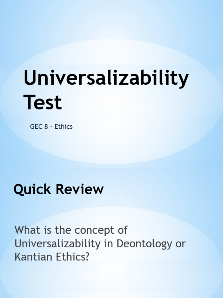 Universalizability Test | PDF