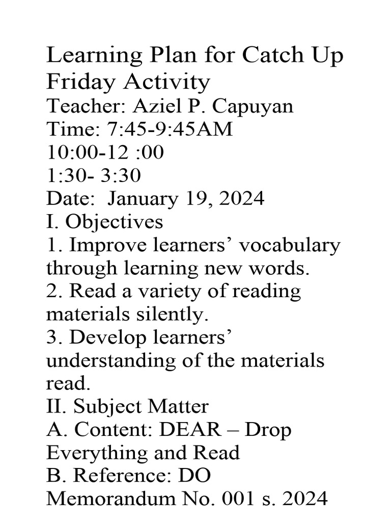 Catch Up Class Prog | Download Free PDF | Education Theory | Cognitive Science