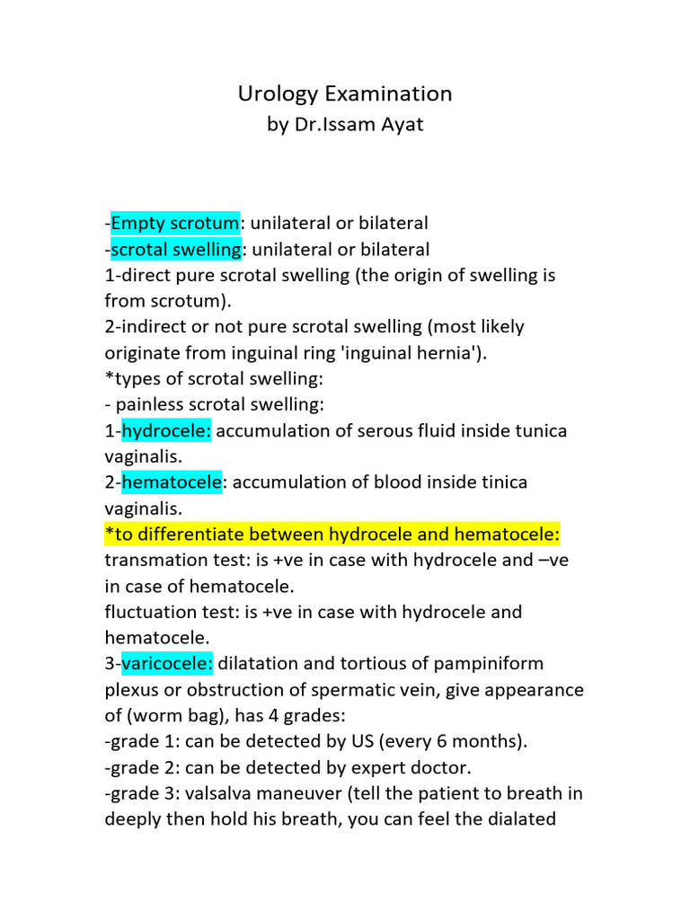 Urology Examination - DR - Issam-MQ1 | PDF | Testicle | Causes Of Death