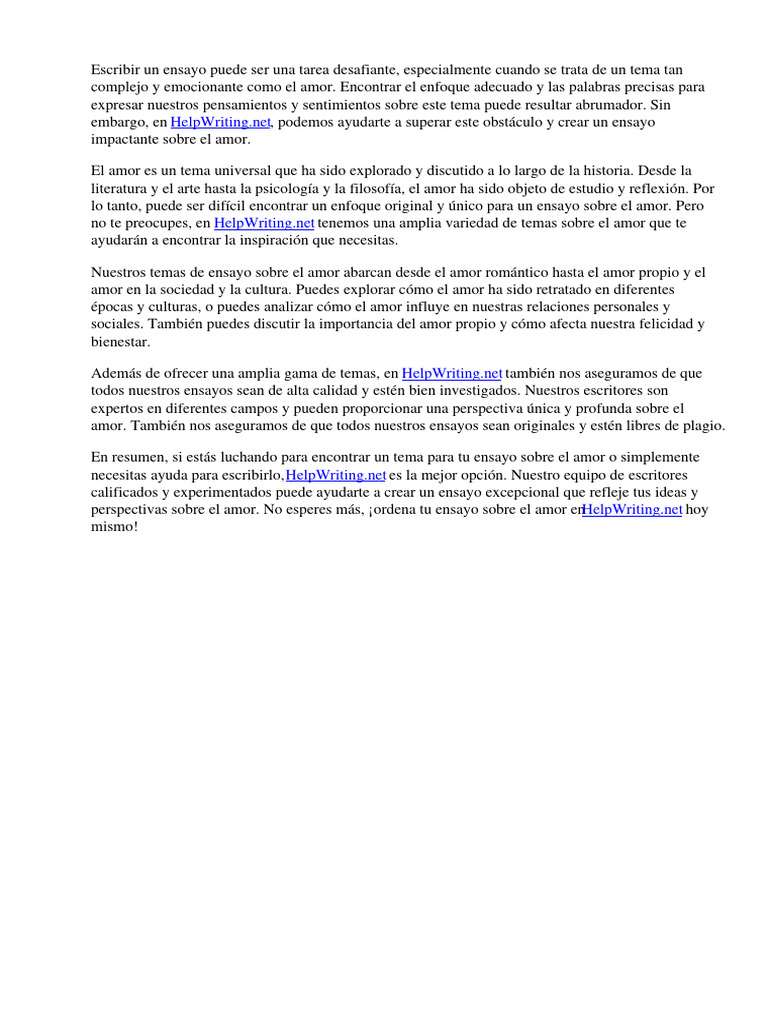 Temas de Ensayo Sobre El Amor | PDF | Scribd