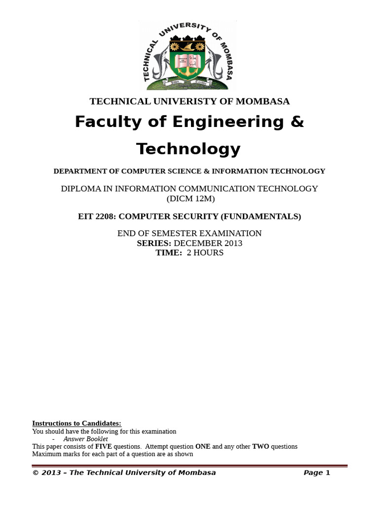 Computer Security Fundamentals Eit 2208 | PDF | Computer Network | Security