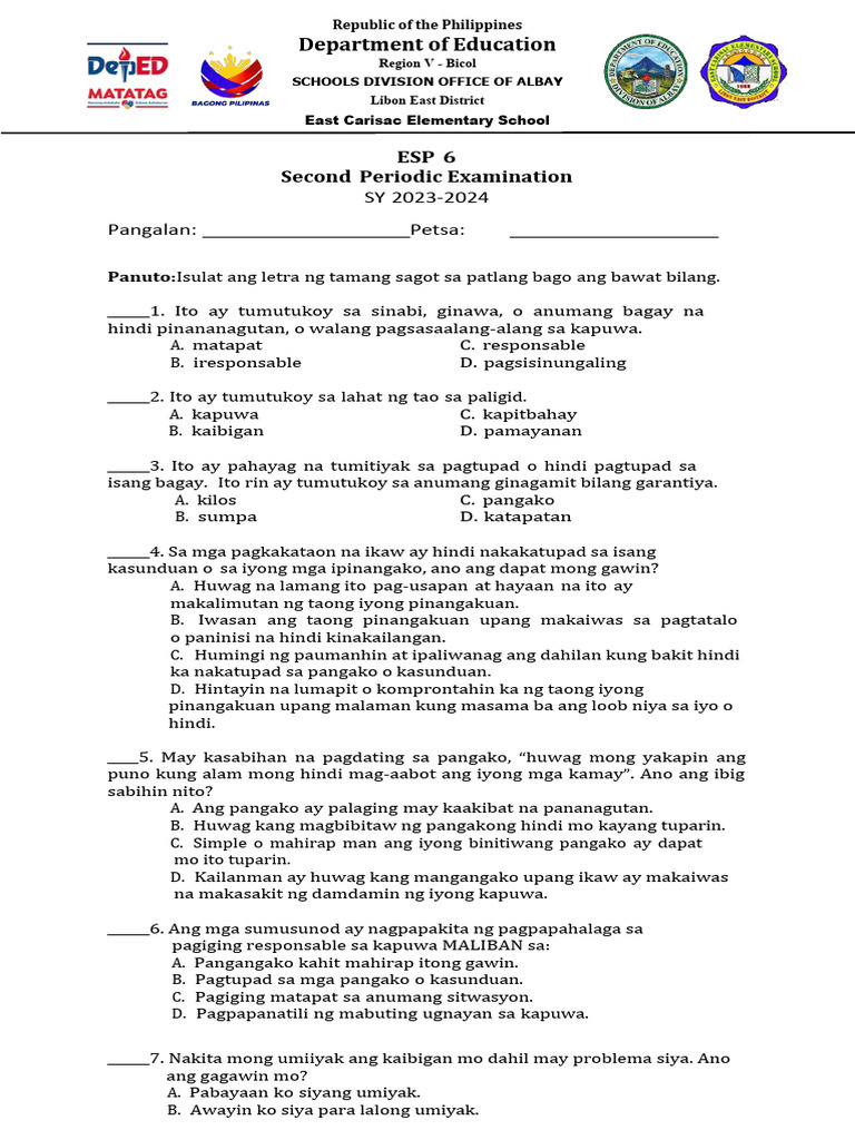 Esp6 Q2 PT New | PDF