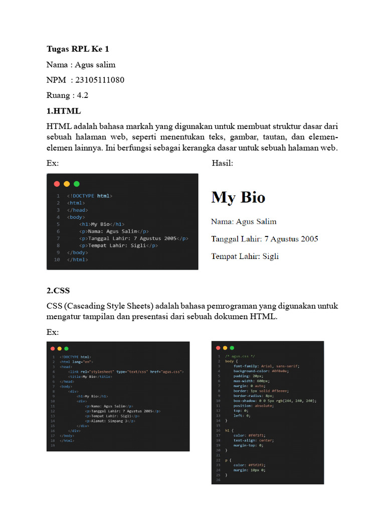 Pengertian HTML, CSS, JAVASRIPT Beserta Contohnya | PDF