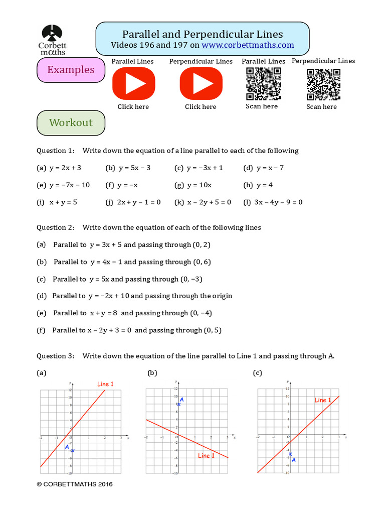 Equations of Parallel and Perpendicular Lines | PDF | Line (Geometry ...