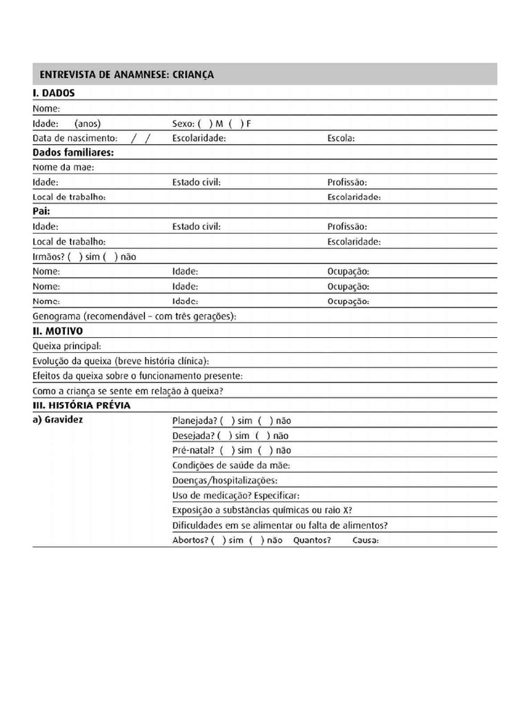 Modelos de Anamnese | PDF