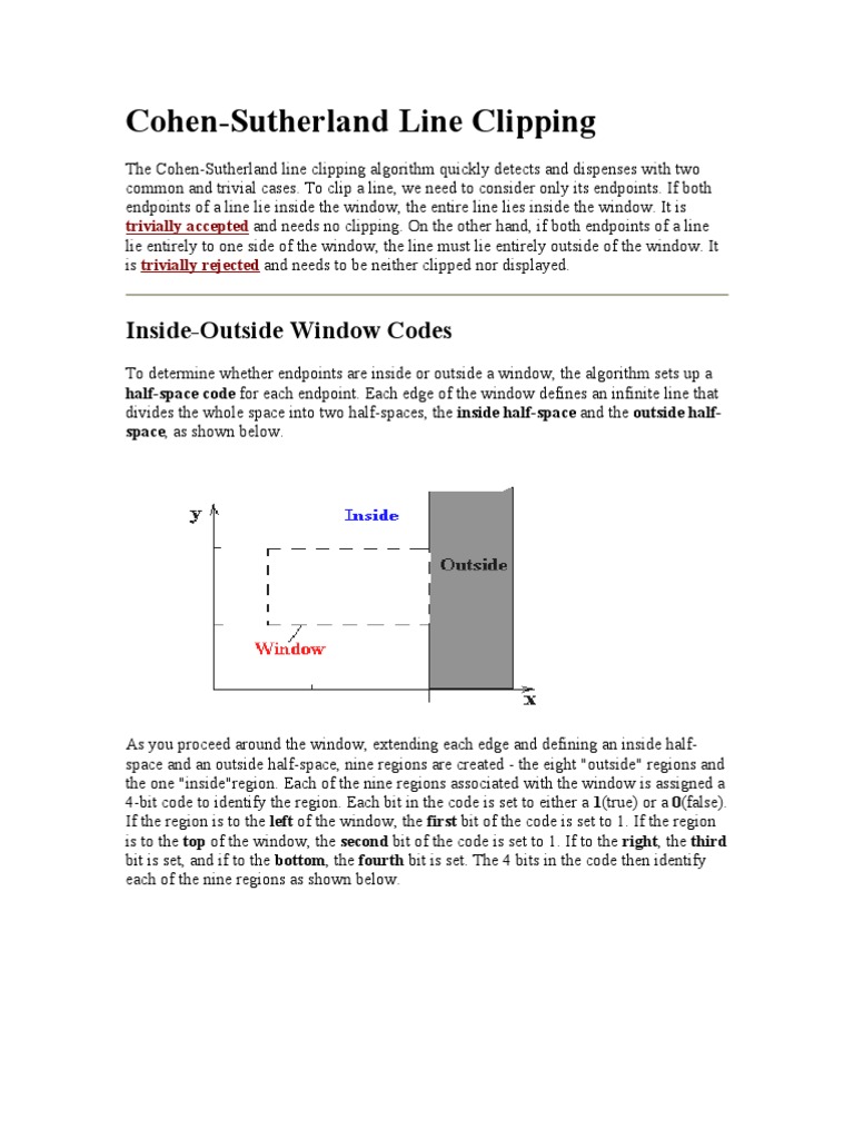 Cohen Sutherland Line Clipping Pdf Algorithms Algorithms And Data Structures
