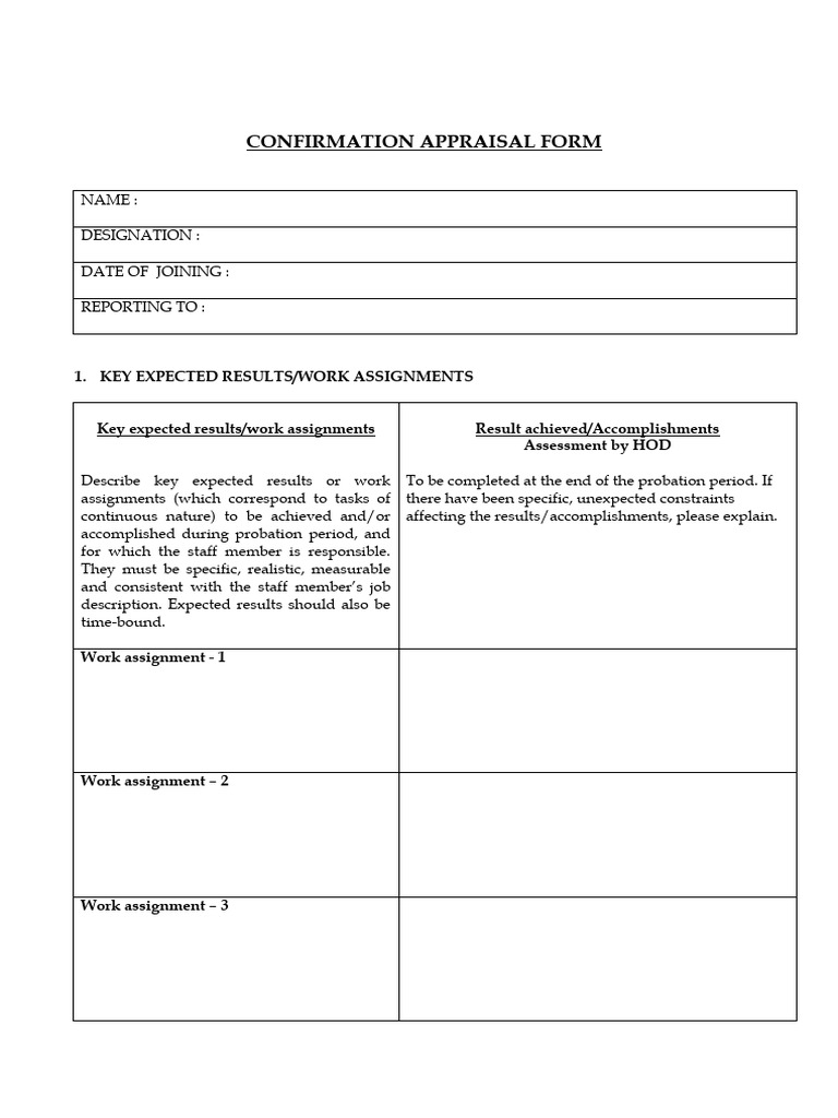 Confirmation Appraisal Form | PDF | Creativity | Behavior Modification