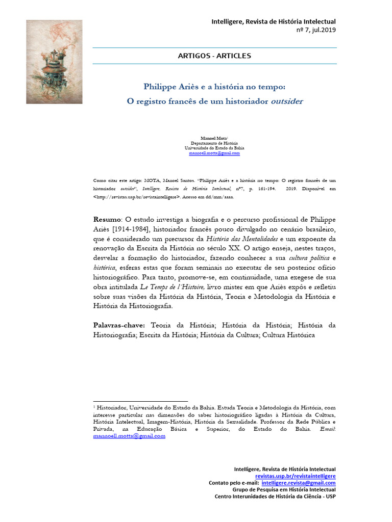 Philippe Ariès e A História No Tempo: O Registro Francês de Um ...
