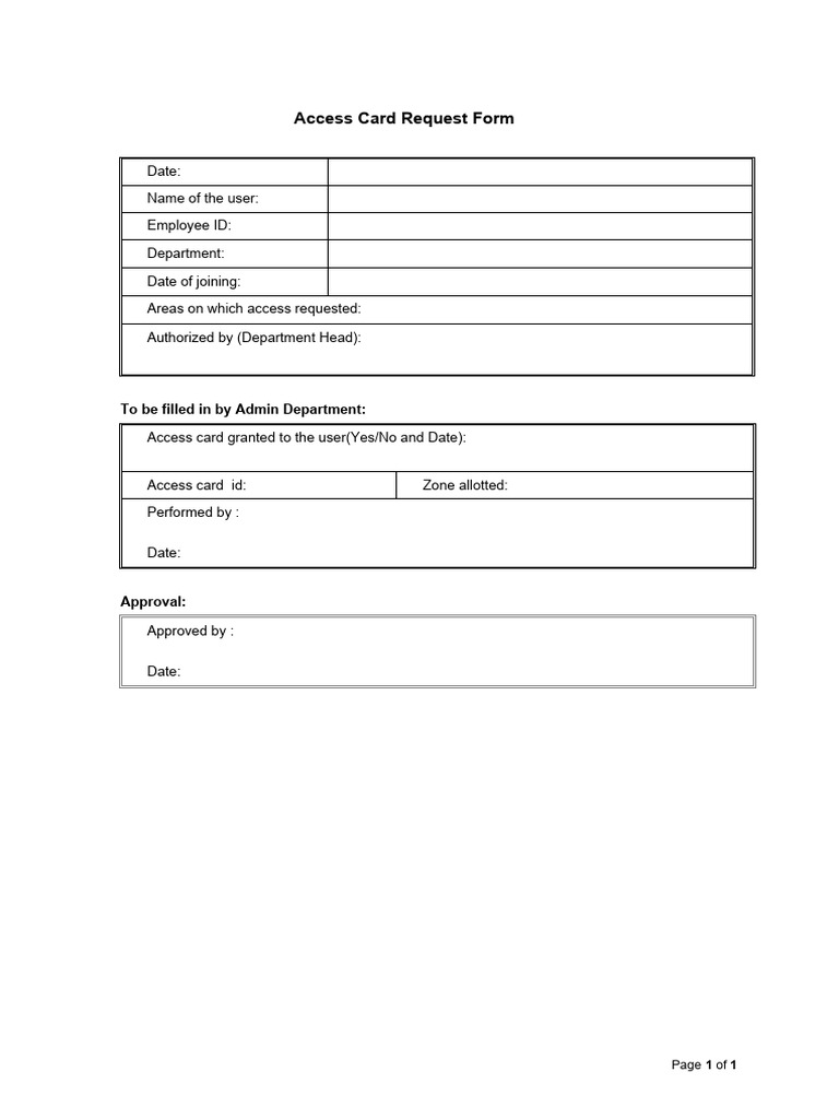ISMS-Access Card Request Form | PDF