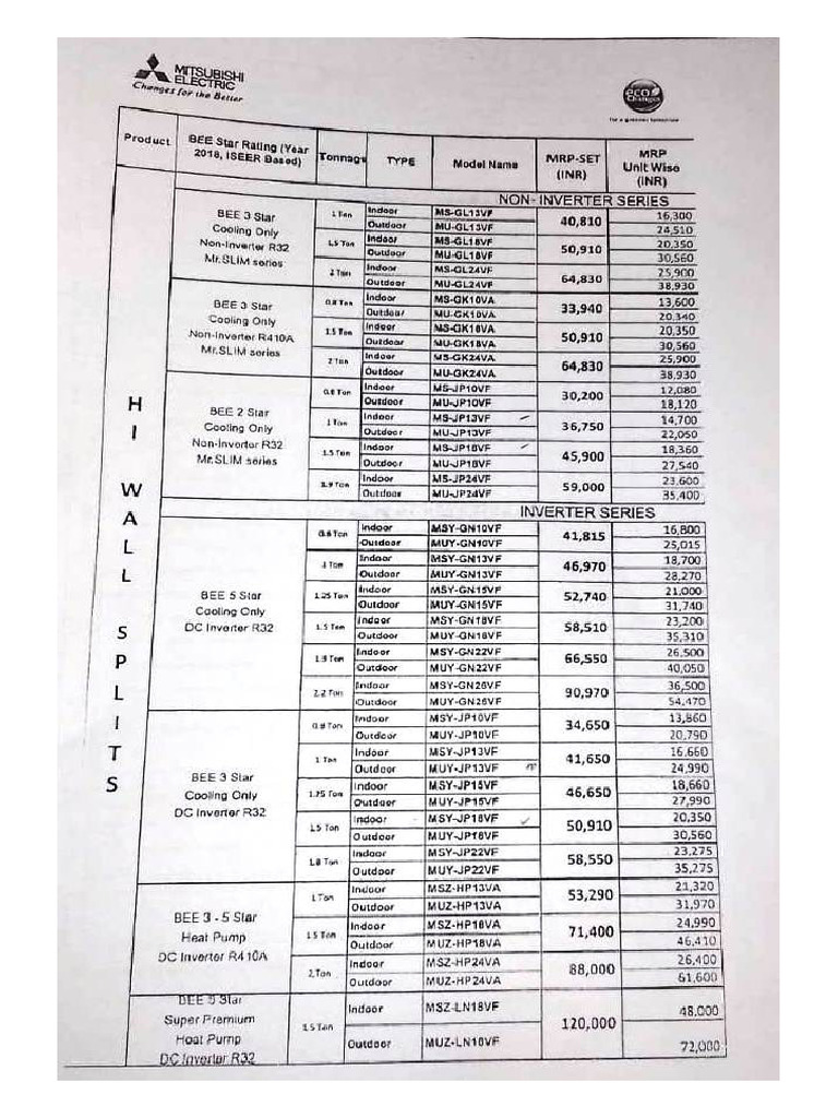 AC Price List 2018 - 2 | PDF