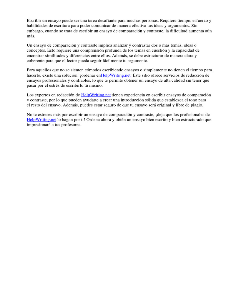 Ejemplo de Introducción de Ensayo de Comparación y Contraste | PDF ...