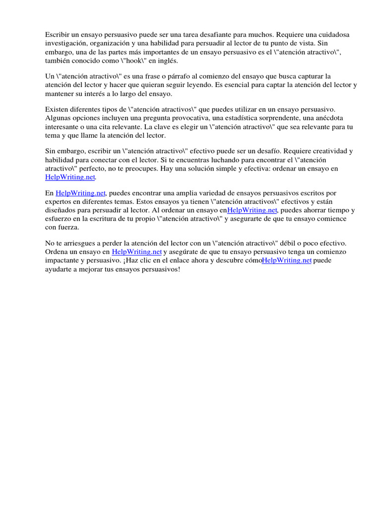 Atención Atractivos para Ensayos Persuasivos | PDF | Ensayos ...