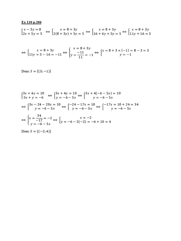 Correction Ex 110 p206 | PDF