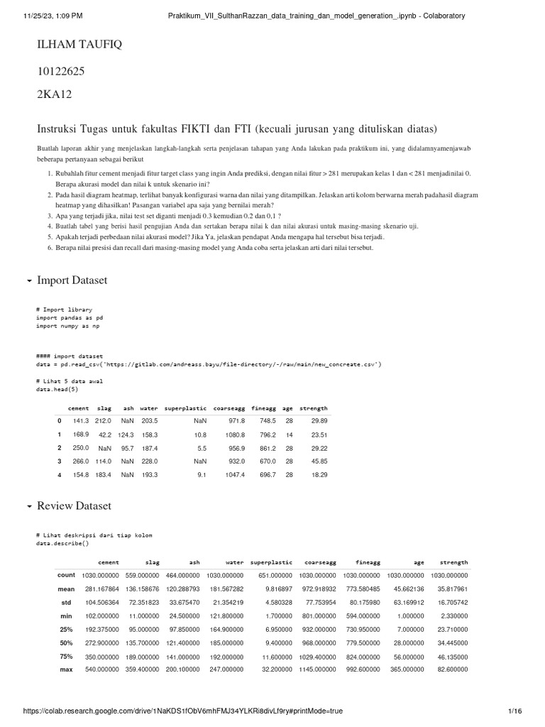 Praktikum - VII - Ilham Taufiq - 10122625 - 2KA12 | PDF