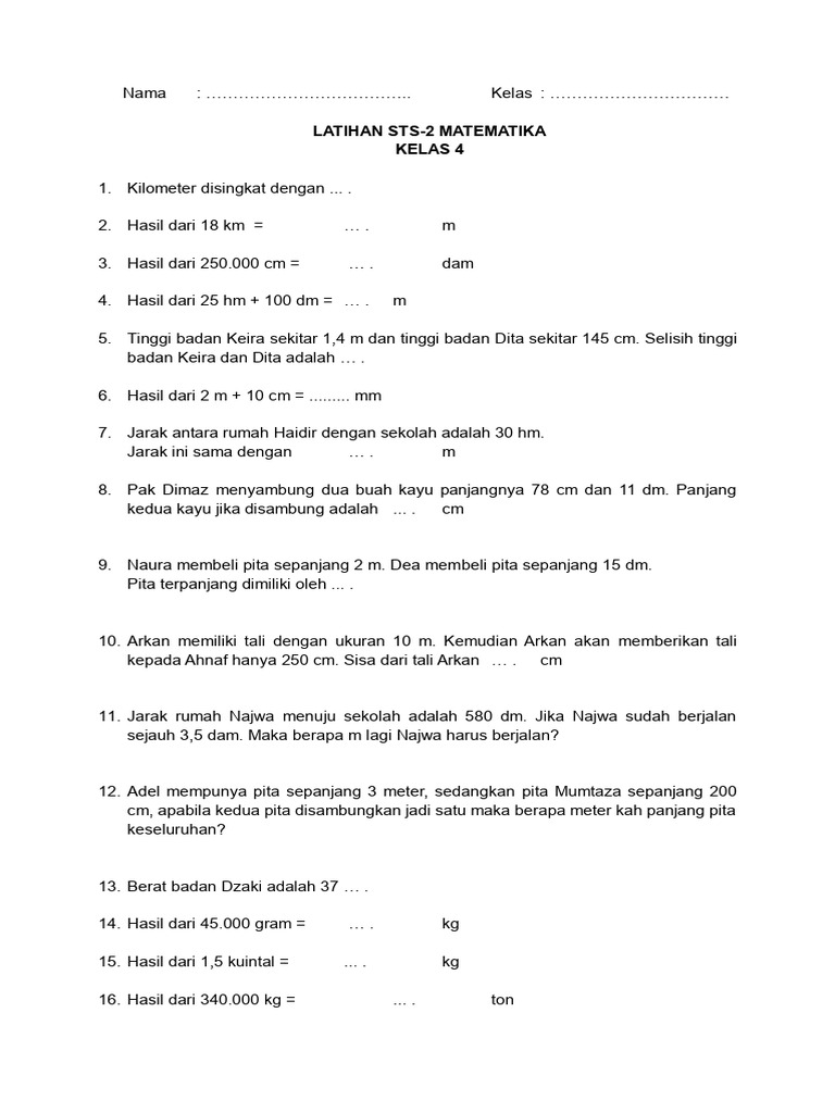 Latihan STS-2 Matematika | PDF
