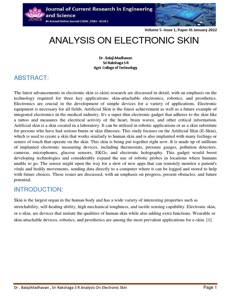 E Skin | Download Free PDF | Applied And Interdisciplinary Physics | Materials