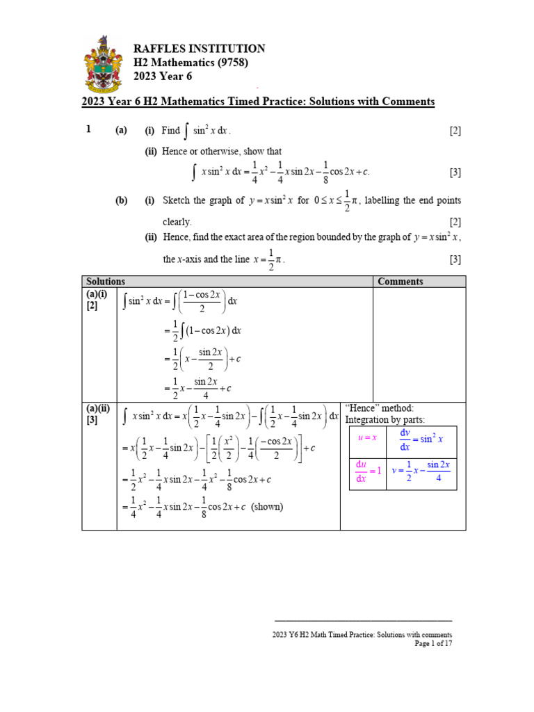 Ri 2023 Math TP Soln | PDF | Equations | Angle