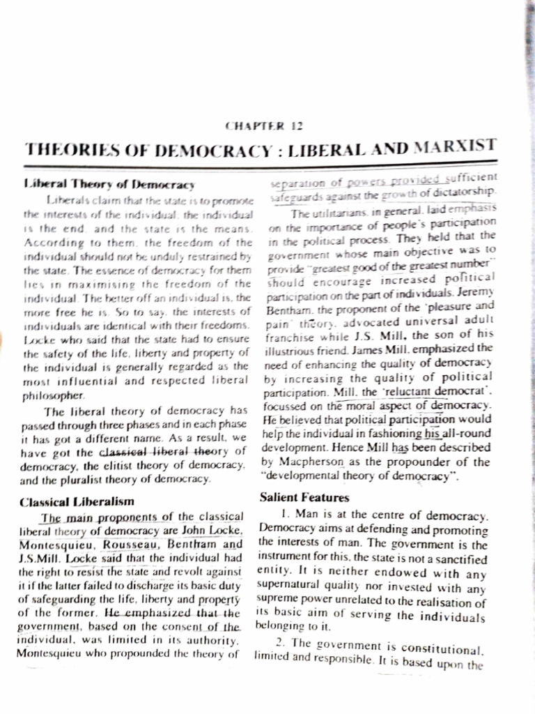 Theories of Democracy: Liberal & Marxist | PDF | Democracy | Political ...