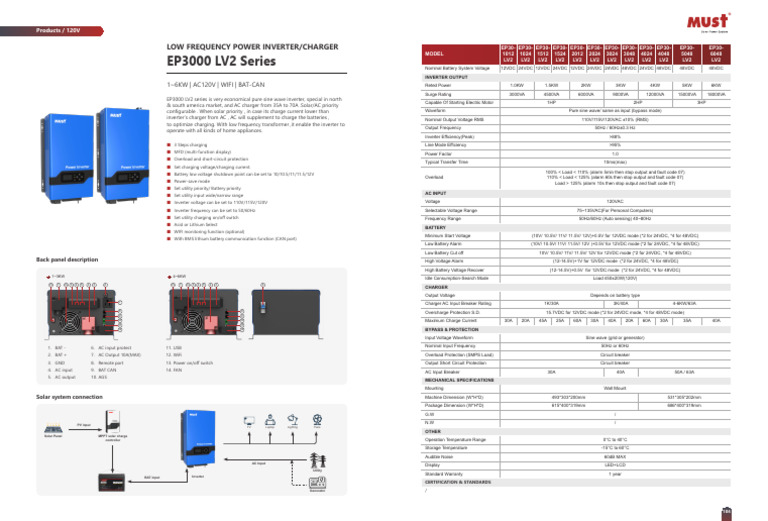 120V-EP3000 LV2 | PDF | Power Inverter | Mains Electricity