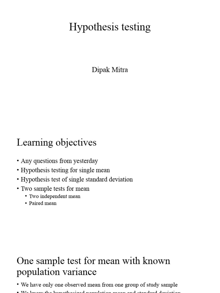 PBH611.3 Lecture 10 | PDF | Standard Deviation | P Value