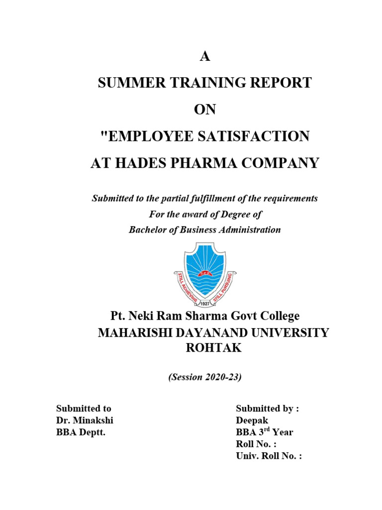 Final Training Report BBA 5th Sem | PDF | Job Satisfaction | Methodology