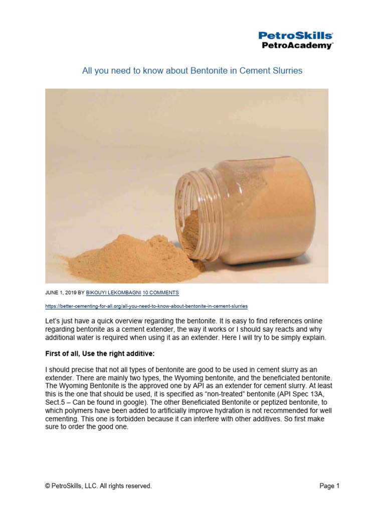 All_you_need_to_know_about_Bentonite_in_cement_slurries_Article_Reading ...