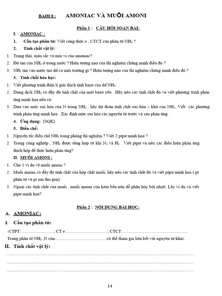 BAI 8 Amoniac và muối amoni | PDF