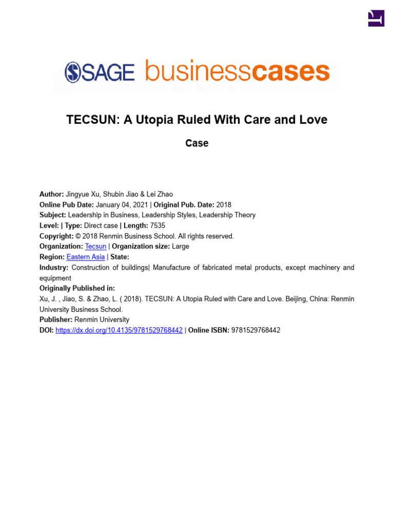 TECSUN A Utopia Ruled With Care and Love | PDF | Employment | Bribery