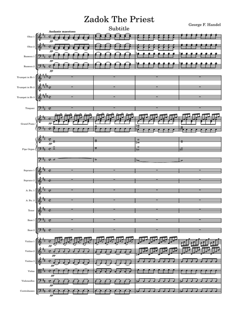 Zadok The Priest | PDF | Classical Music | Musical Instruments